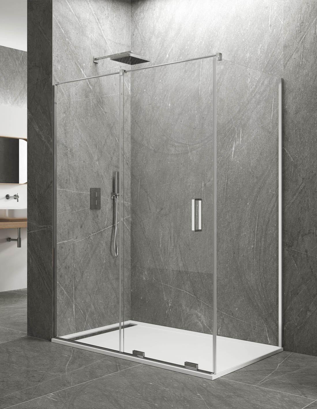 Cabine Paroi de douche d'angle 1+1 ALLSTONE KERES Avec côté fixe sans ...