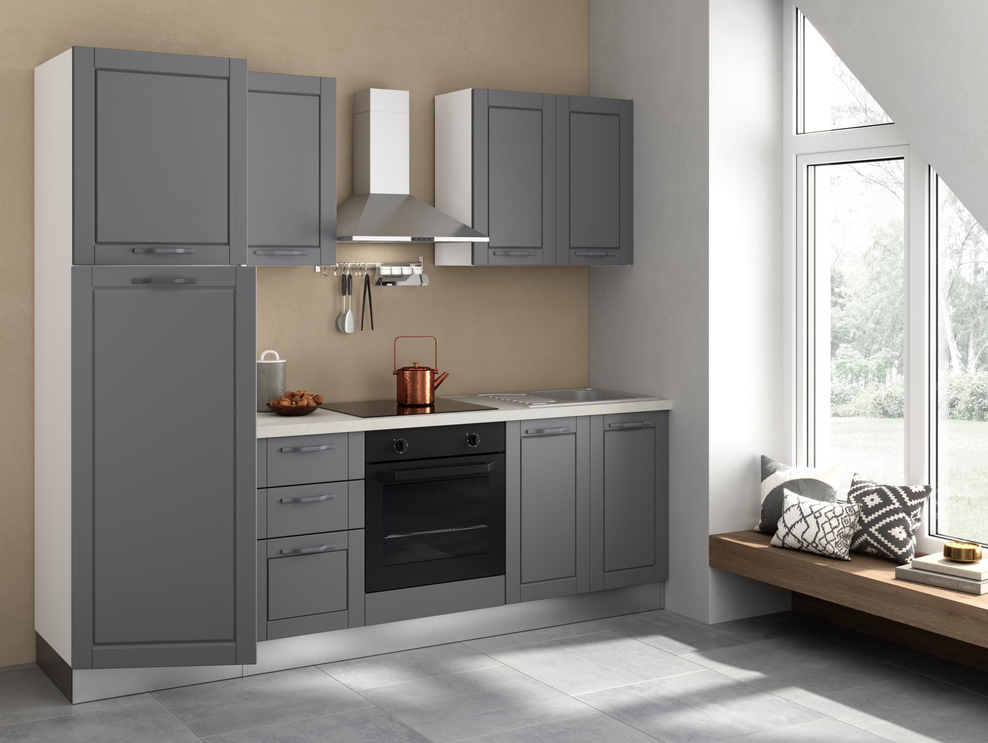 Cuisine premontée BADIA 245 anthracite cm avec electromenagers | Leroy ...