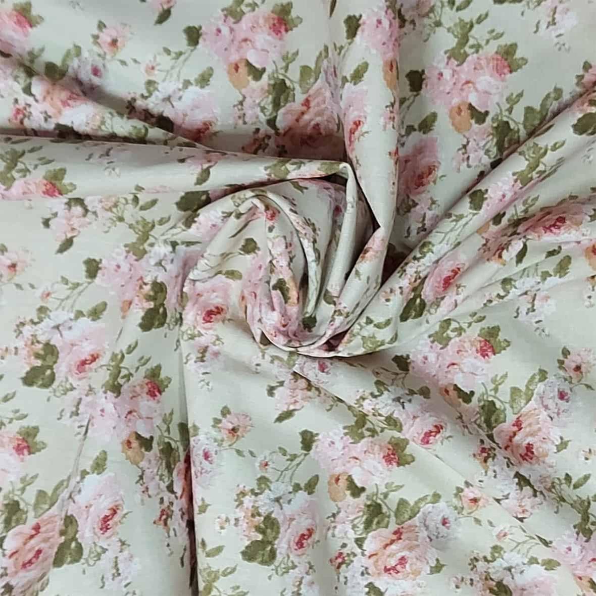 Tissu au mètre Hauteur 280 cm Coton Panama Peonia Rosa | Leroy Merlin