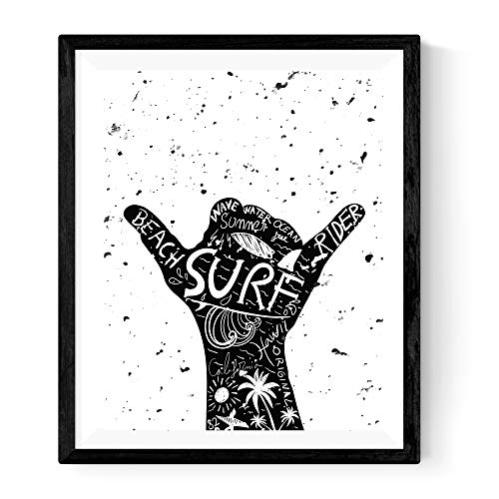 Lámina Para Enmarcar Poster Con Imagen Surfera Lámina En Blanco Y Negro ...