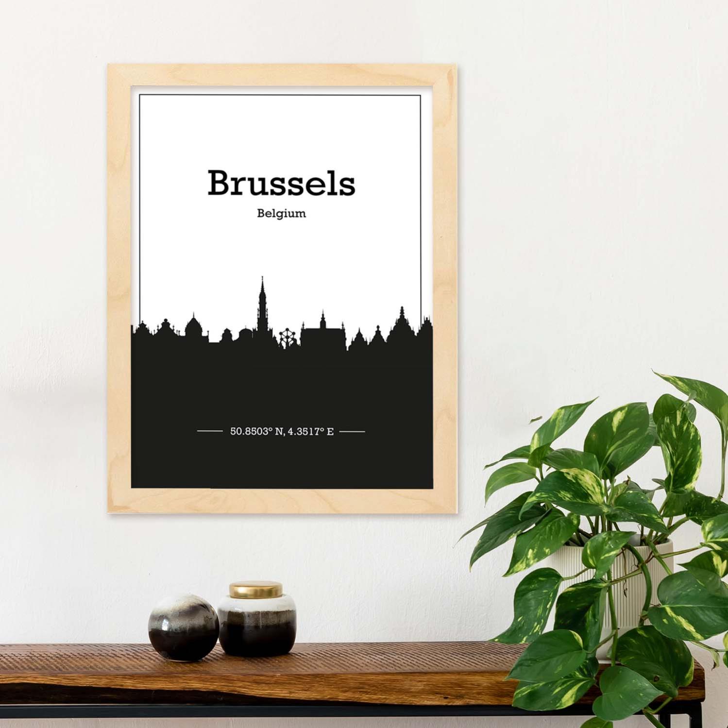 Affiche De La Carte De Bruxelles - Belgica. Skyline Cities Fiches D ...