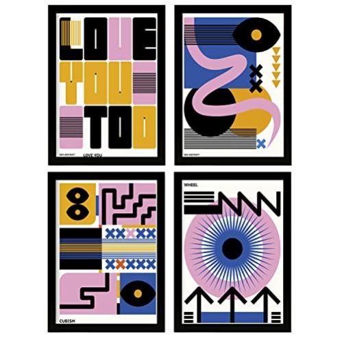 Nacnic Ensemble De 4 Affiches De Cubisme Abstrait Amour Prints Avec ...