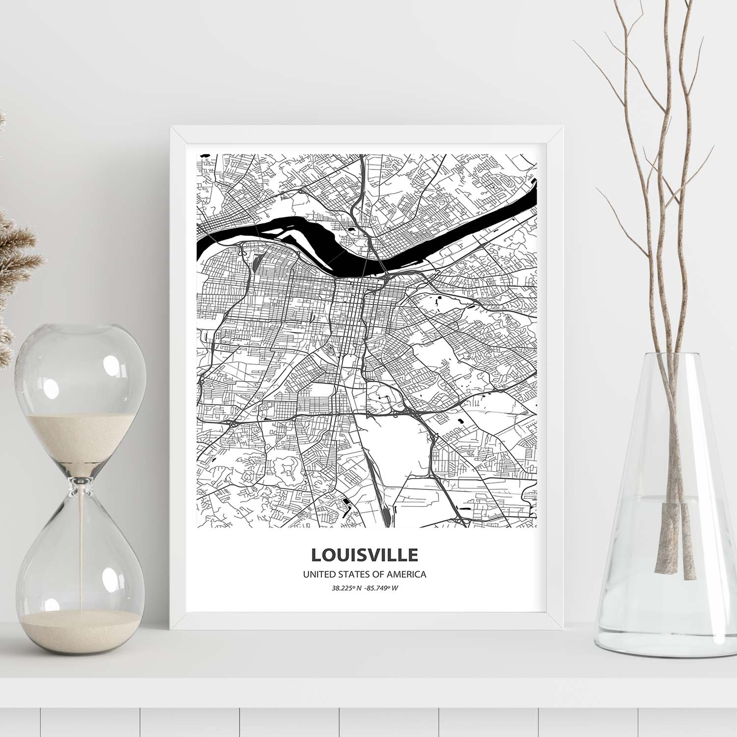 Louisville - Usa Map Affiche. Fiches Des Villes Des États-unis Avec Des ...