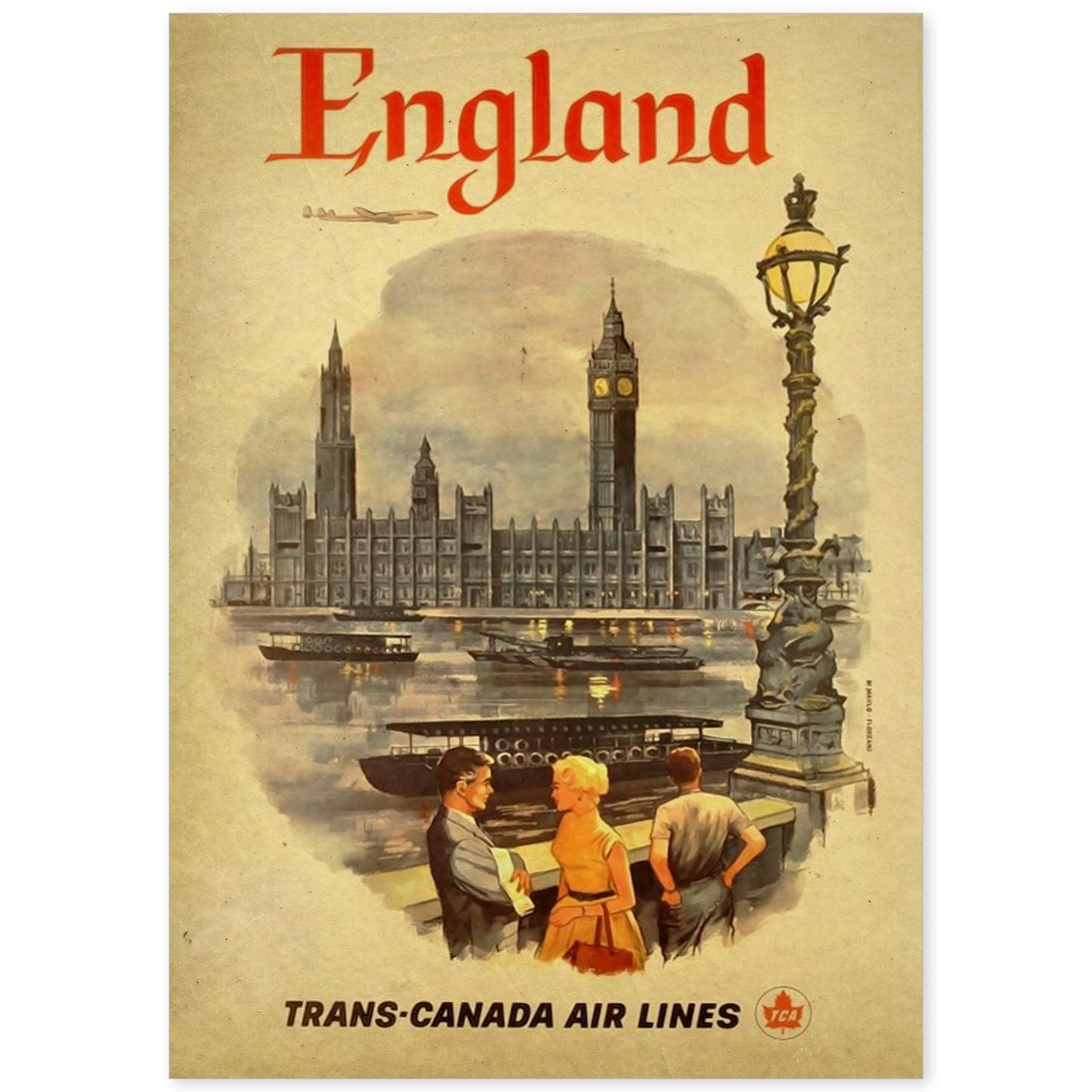 Affiche Vintage De L'angleterre Avec Des Images Publicitaires Vintage ...