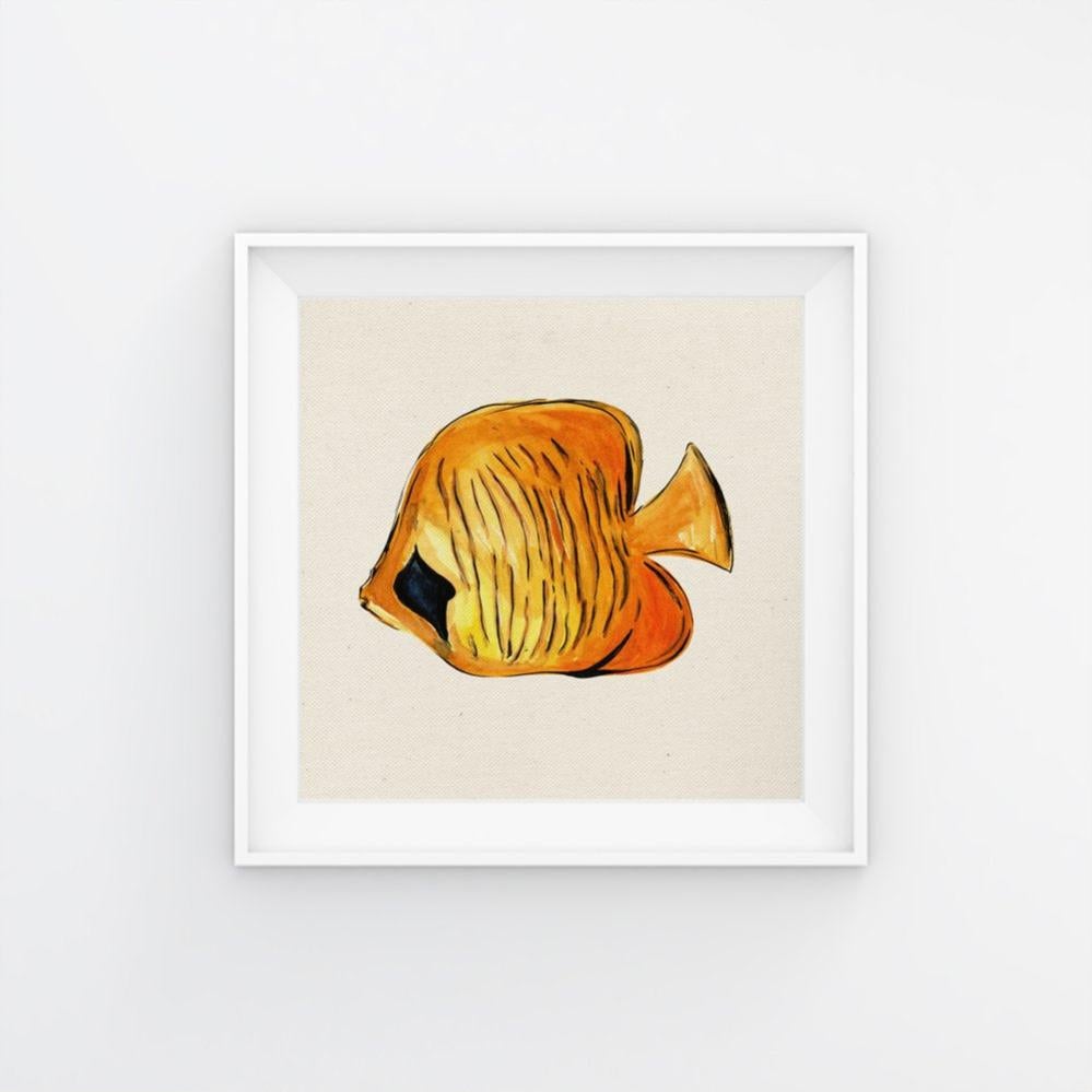 Paquet De Feuilles Pour Encadrer Quatre Poissons. Affiches Carrées Avec ...