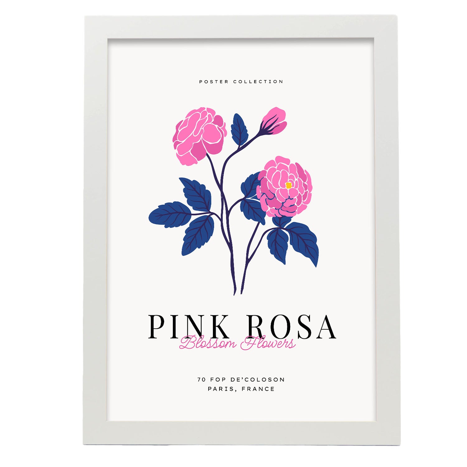 Affiche Avec Des Fleurs Et Des Plantes. Rose Rose. Illustrations ...