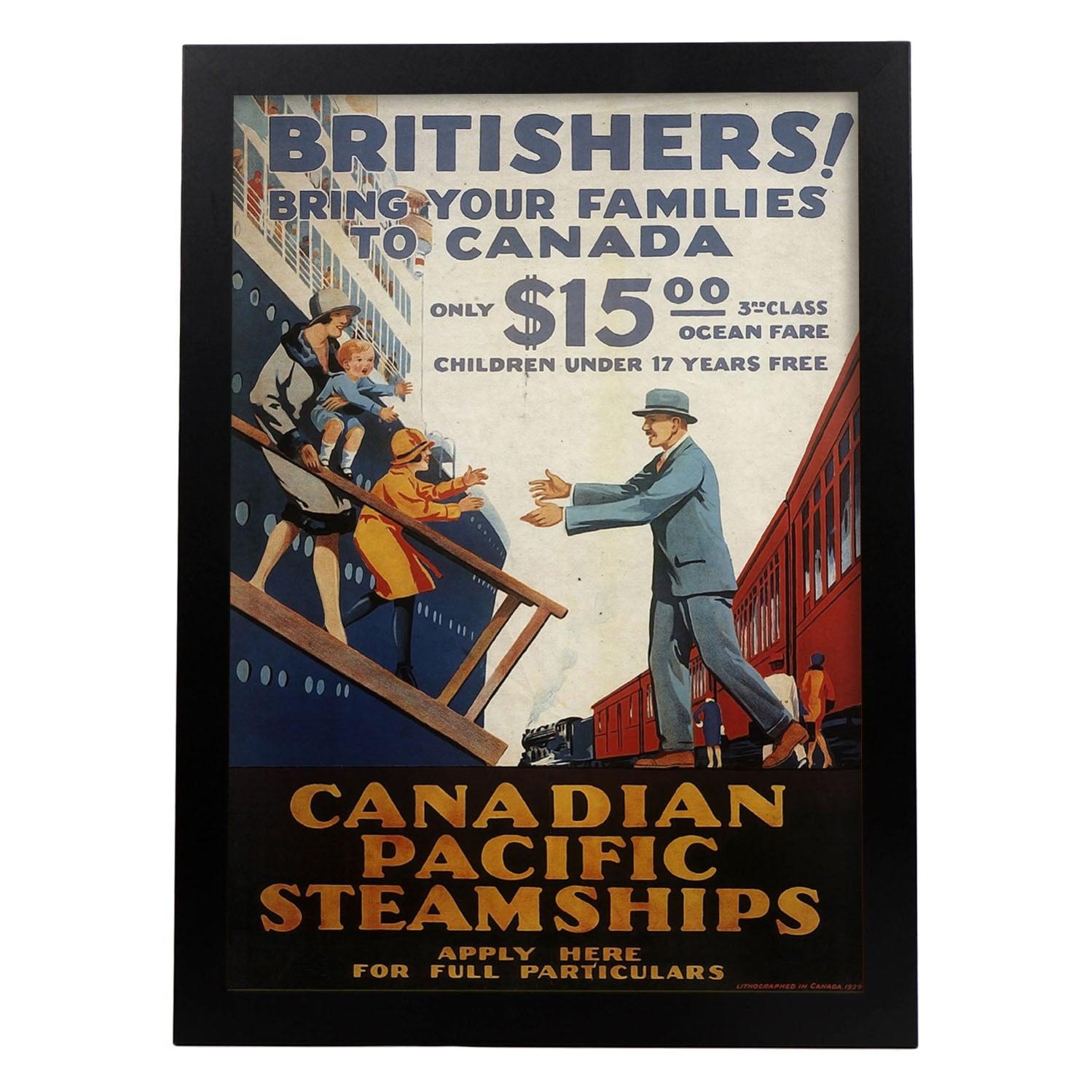 Poster Vintage De Desembarcando. Con Imagenes Vintage Y De Publicidad Antigua. Marco Madera ...