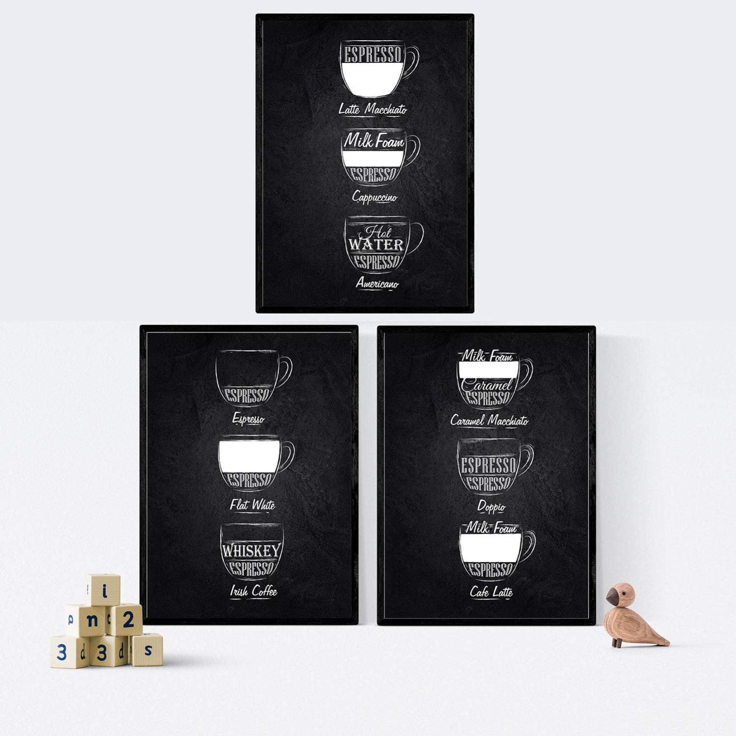 Ensemble De Feuilles De Café. Affiches De Type Café. Café De Fond Noir ...