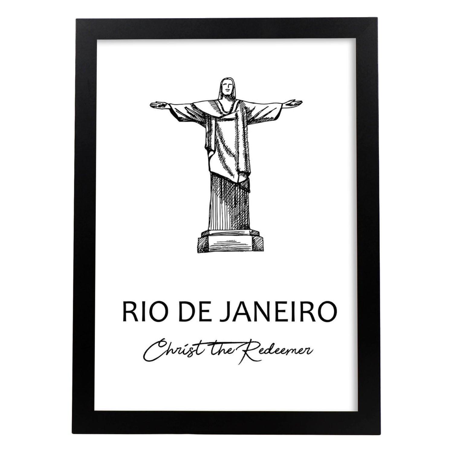 Poster Del Fiume Di Janeiro Cristo Redentor Piastre Con Le Città ...