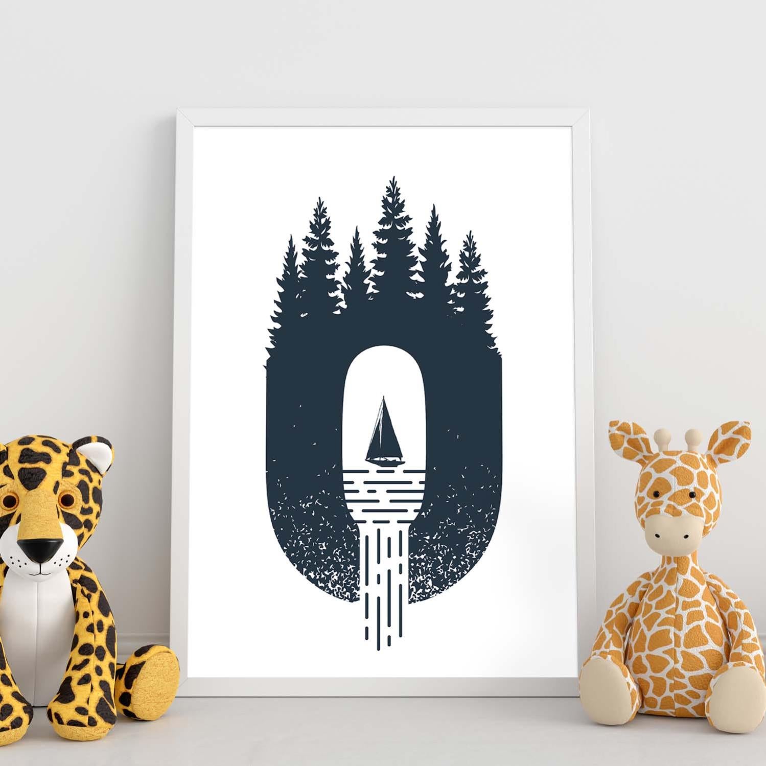 Lettre Ou La Forêt Et Les Montagnes. Nature.posters De Lettres Avec ...