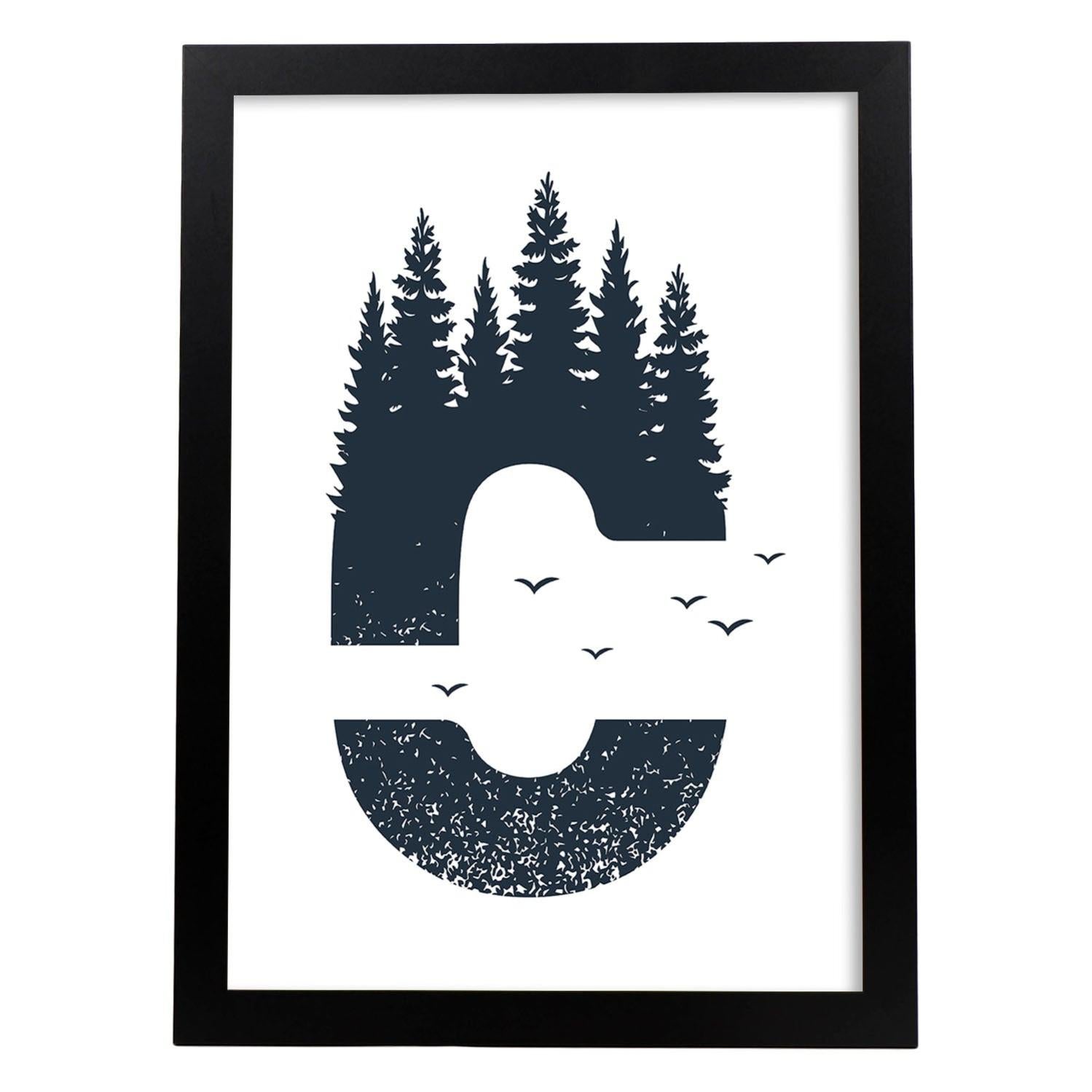 Lettre C Avec La Forêt Et Les Oiseaux. Nature.posters De Lettres Avec ...