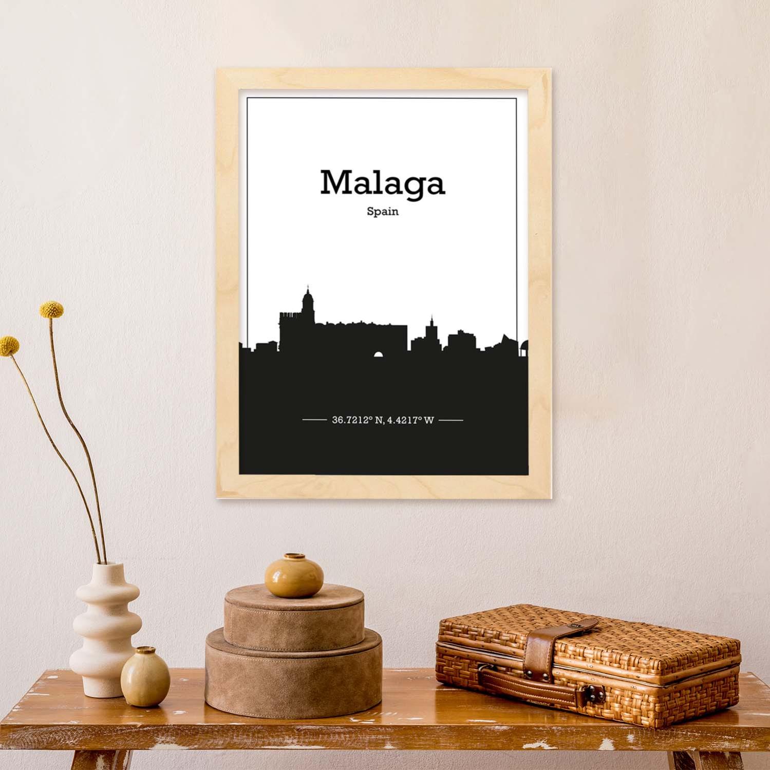Affiche De La Carte Malaga - Espagne. Skyline Cities Fiches D'europe ...
