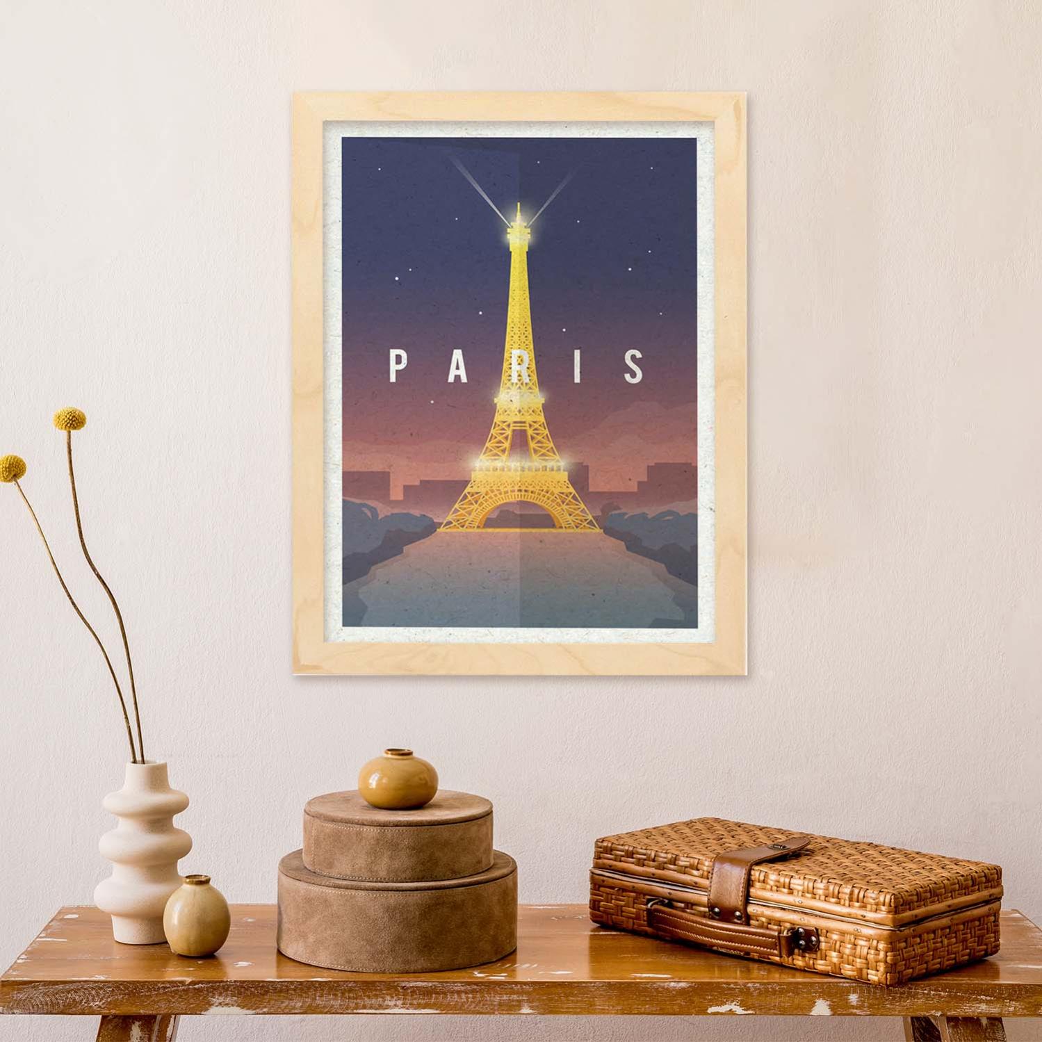 Feuille De Paris. Style Vintage. Affiche De La Tour Eiffel En Couleurs ...