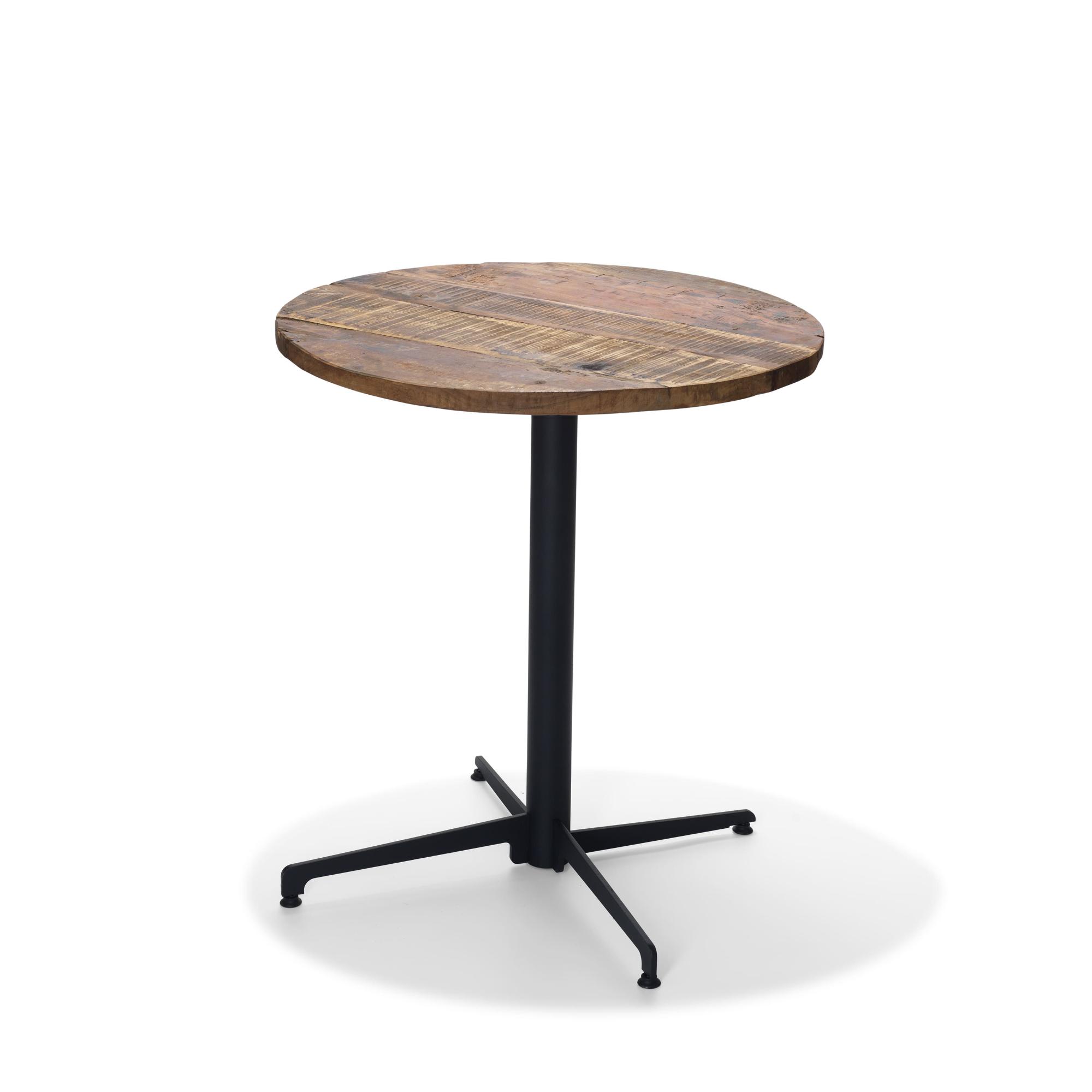 Table Basse X Cross Noir 74 cm et Plateau Rond Effet Vieux Bois ...