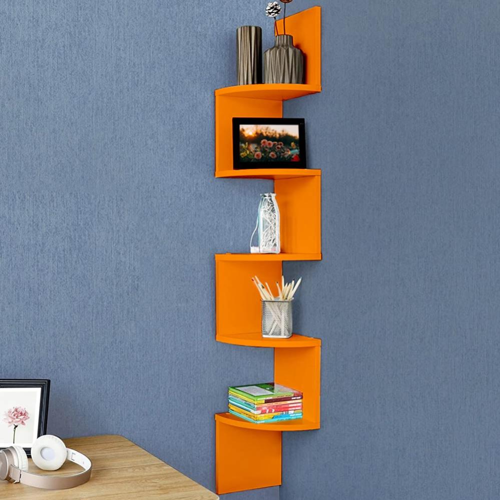 Libreria Scaffale Mensole Parete Angolare Moderna 5 Ripiani ad Angolo ...