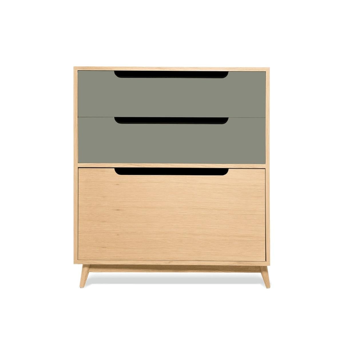 MOKA - Commode peu profonde couleur chene naturel kaki poudré | Leroy ...