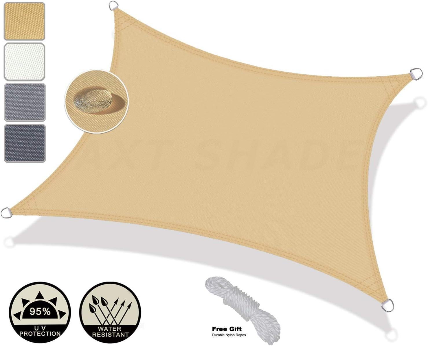 Voile d'ombrage imperméable rectangulaire 4x6m Protection Rayons UV ...