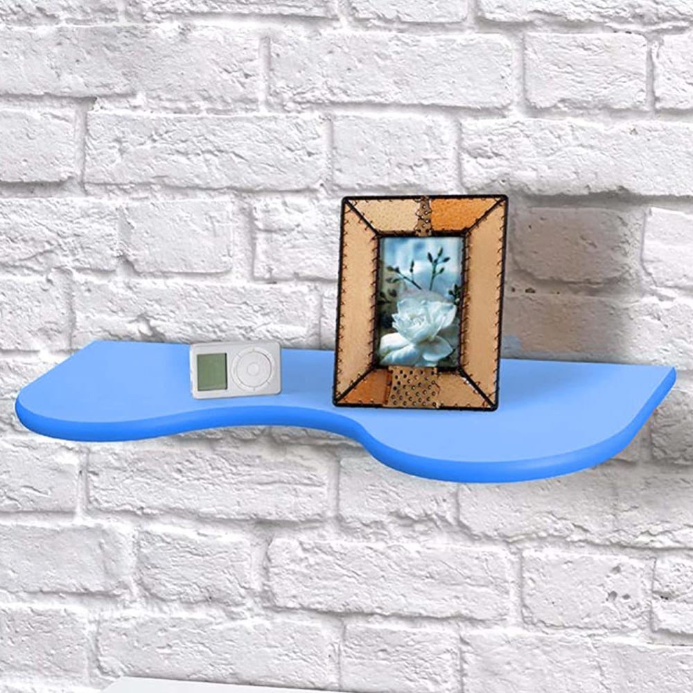 Mensola Parete a Onda Scaffale 76x26x2cm Libreria Legno MDF Design Moderno Blu | Leroy Merlin