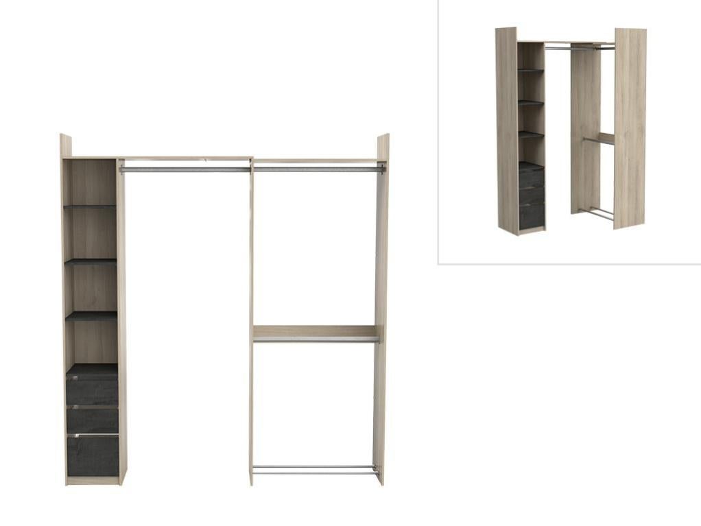 Dressing modulable angle ou droit - L200 cm - Coloris : Naturel et noir ...