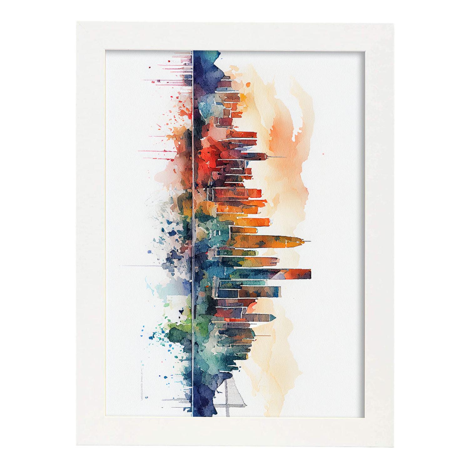 Nacnic Hong Kong Affiche Dans L'horizon Abstrait De Style Aquarelle De Ville Et De L'du Monument ...