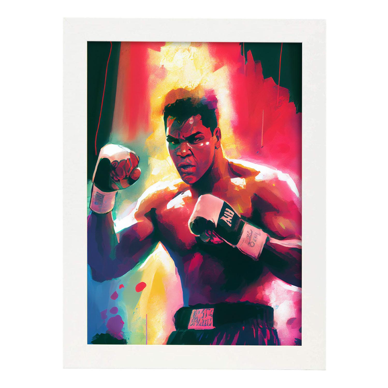 Nacnic Muhammad Ali Affiche En Style Portrait En Couleur Illustrations ...