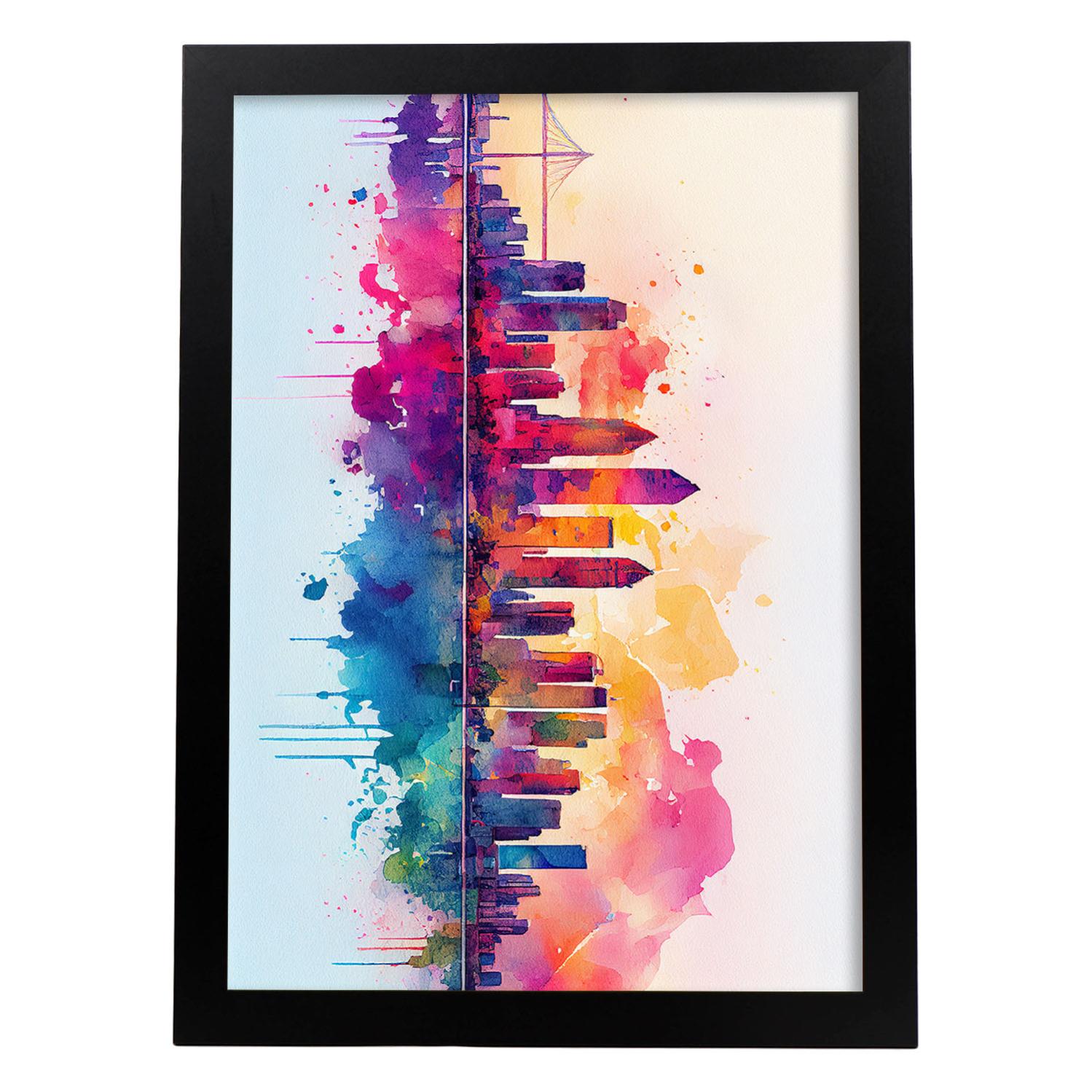 Poster Nacnic De Miami No Estilo De Aquarela De Cor Inteira De Cidades ...