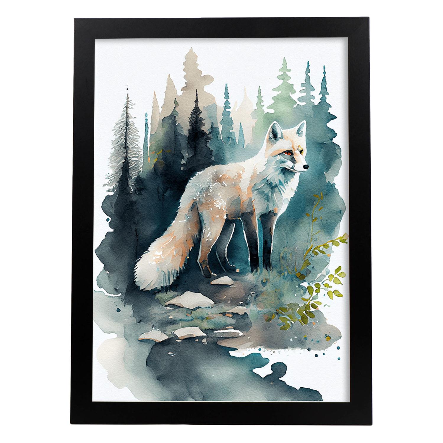 Nacnic Renard Arctique Dans Forêt Affiche En Impression De Style ...