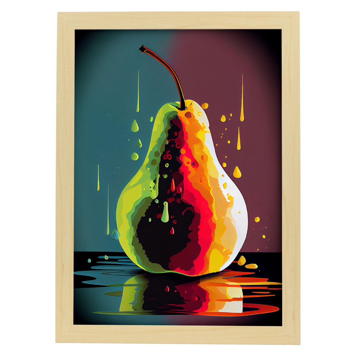 Poster Di Pera Nacnico A Colori. Illustrazioni Alimentari Di Frutta ...
