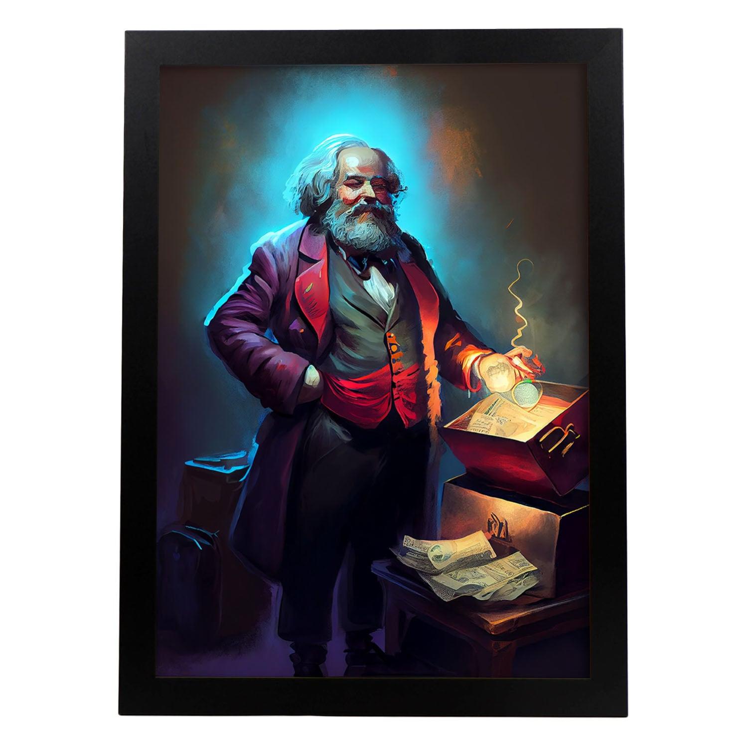 Poster Di Karl Marx In Ritratto A Colori Cartoon Illustrazioni Di ...