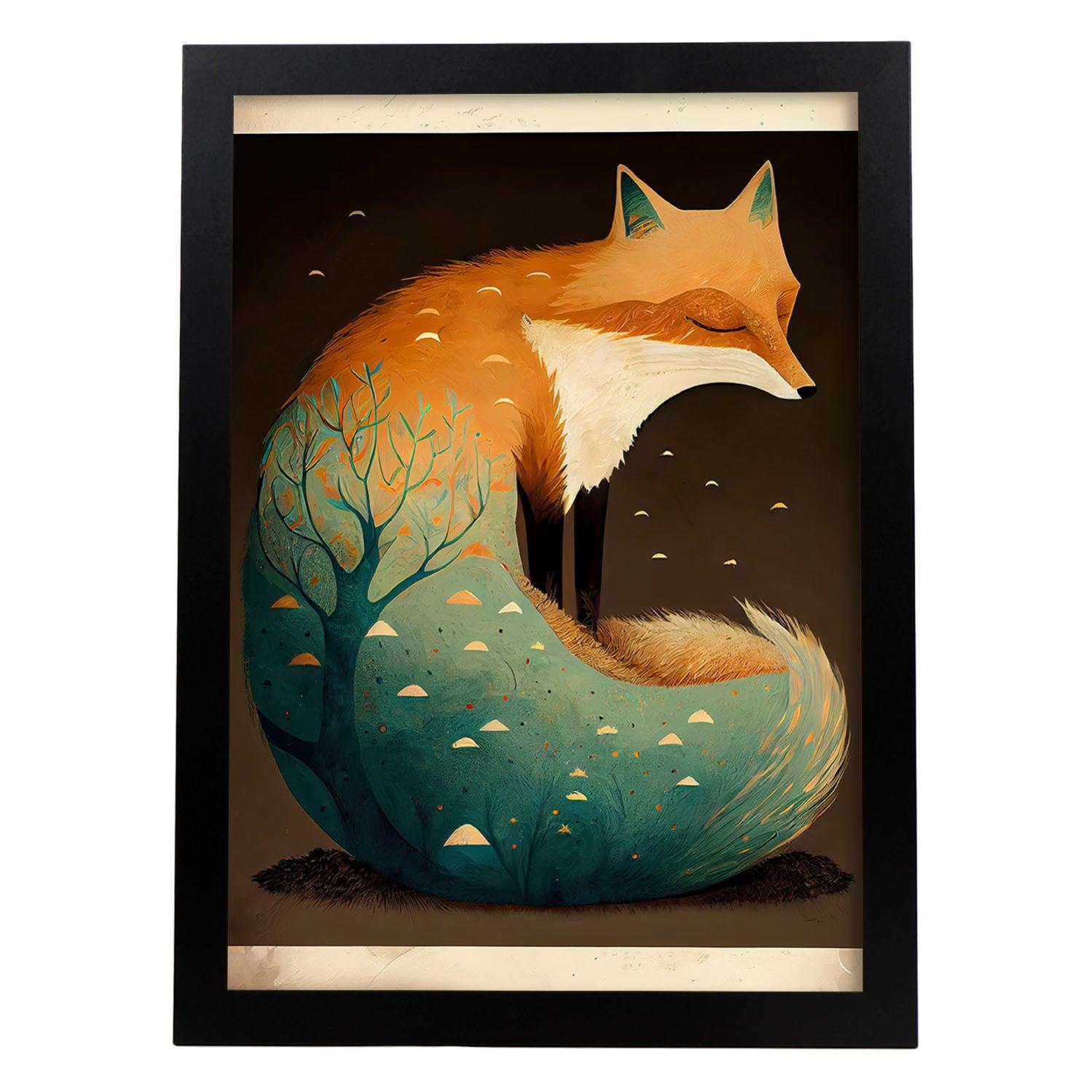 Affiche Renard Dans Le Style Précisionnisme Illustrations D'animaux ...