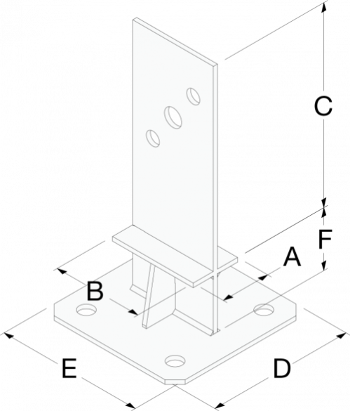 Pied de poteau en âme platine PPSDT 34x60mm - ep 4mm | Leroy Merlin