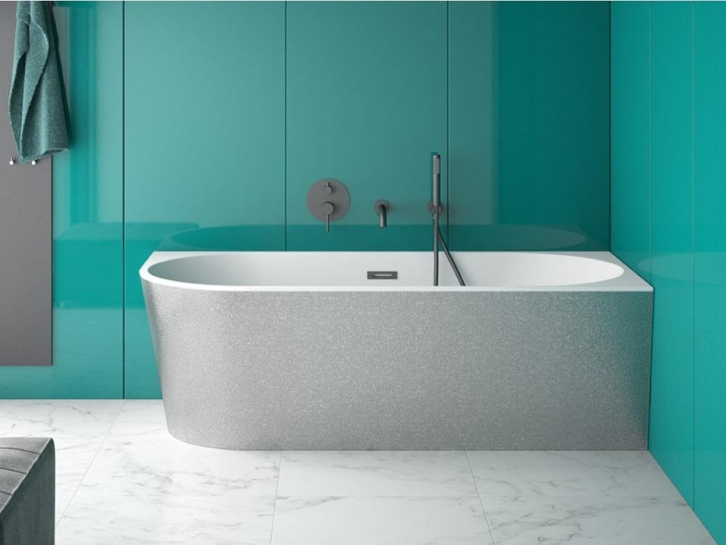 Baignoire d’angle droit chrome glam avec bonde chrome 150x70 ZOYA ...