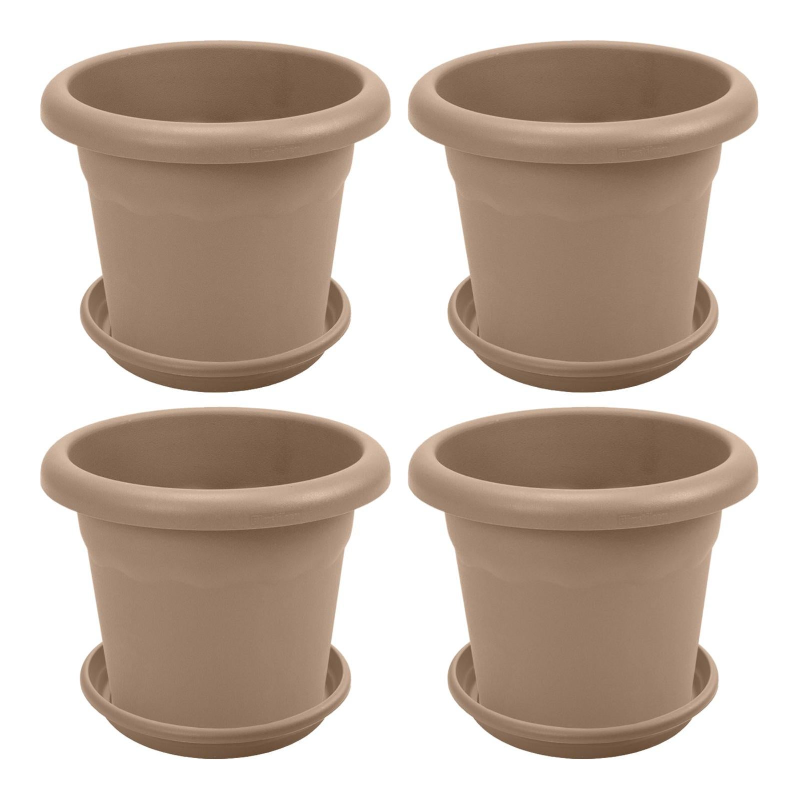 Plastiken TERRA - Set de 4 Macetas Redondas con Platos Incluidos ...