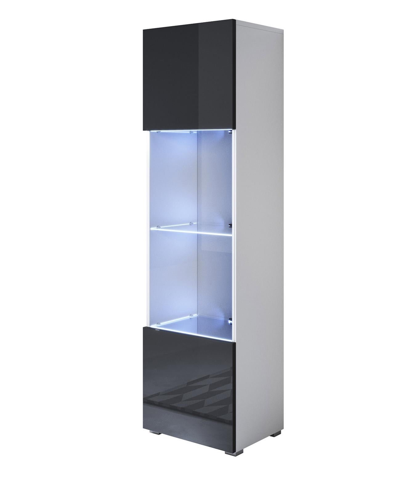 Vetrinetta con piedini in alluminium 1 anta 4 scomparti – Bianco e Nero ...