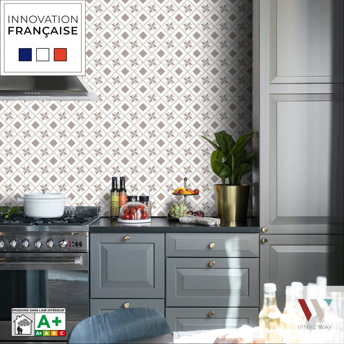 8 carreaux adhésifs 20x20cm Valentine / Carreaux de ciment - 10x10 ...