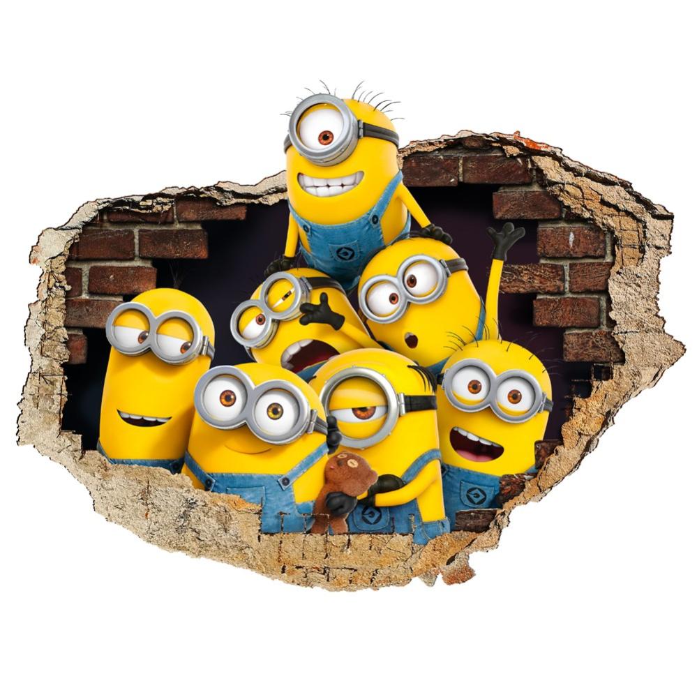 PHOTO DE GROUPE MINIONS - Sticker mural graphique 3D pour mur - Le ...
