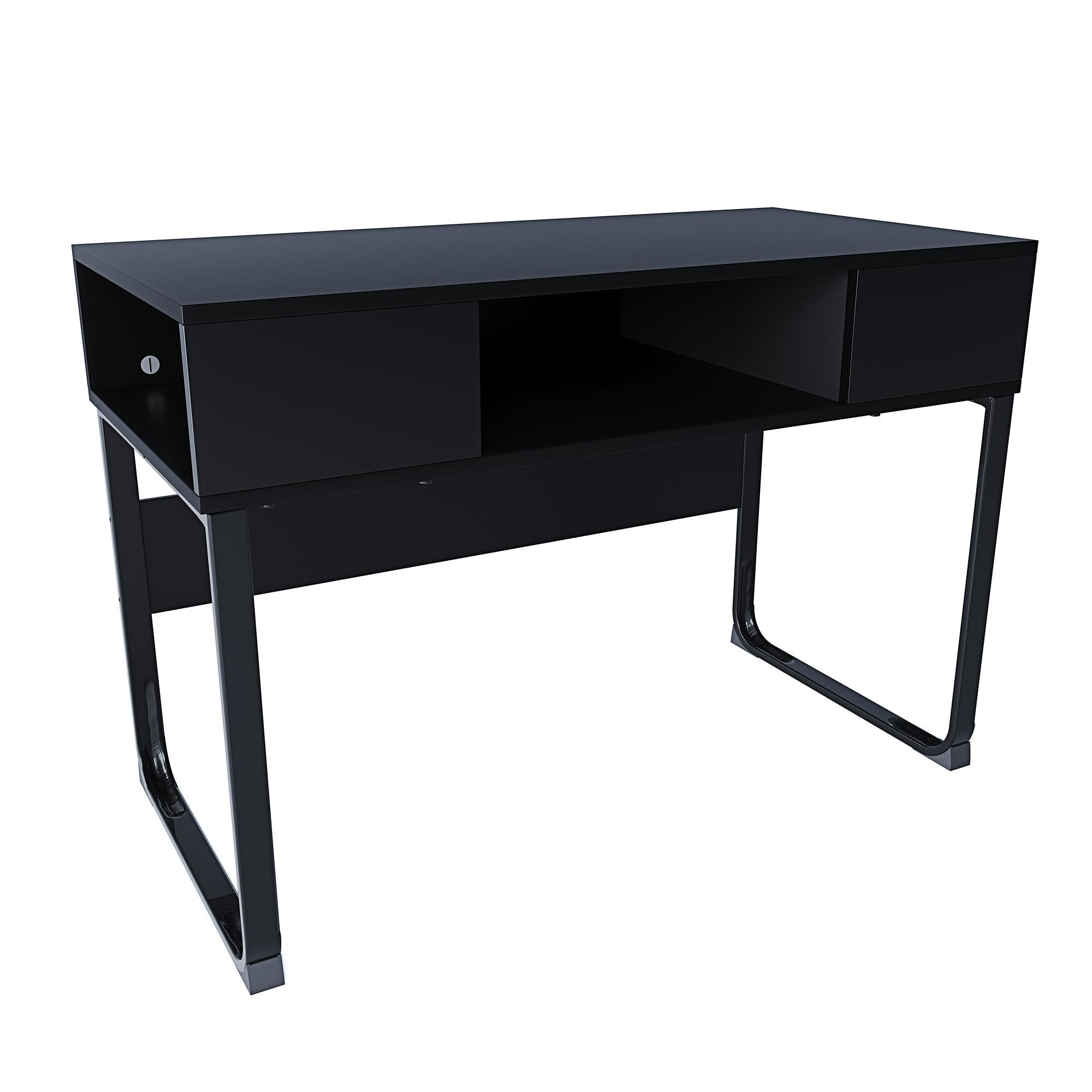 Scrivania Con 3 Ripiani Aperti Legno Gambe In Metallo Scrittoio Mobile ...