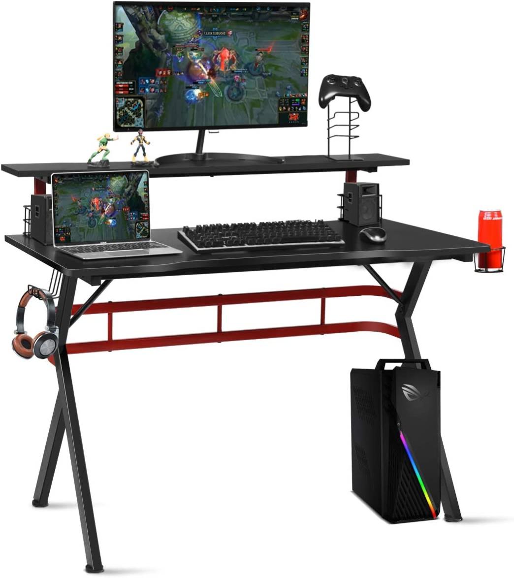 Bureau gaming pour gamer professionnel avec porte-gobelet, crochet pour ...