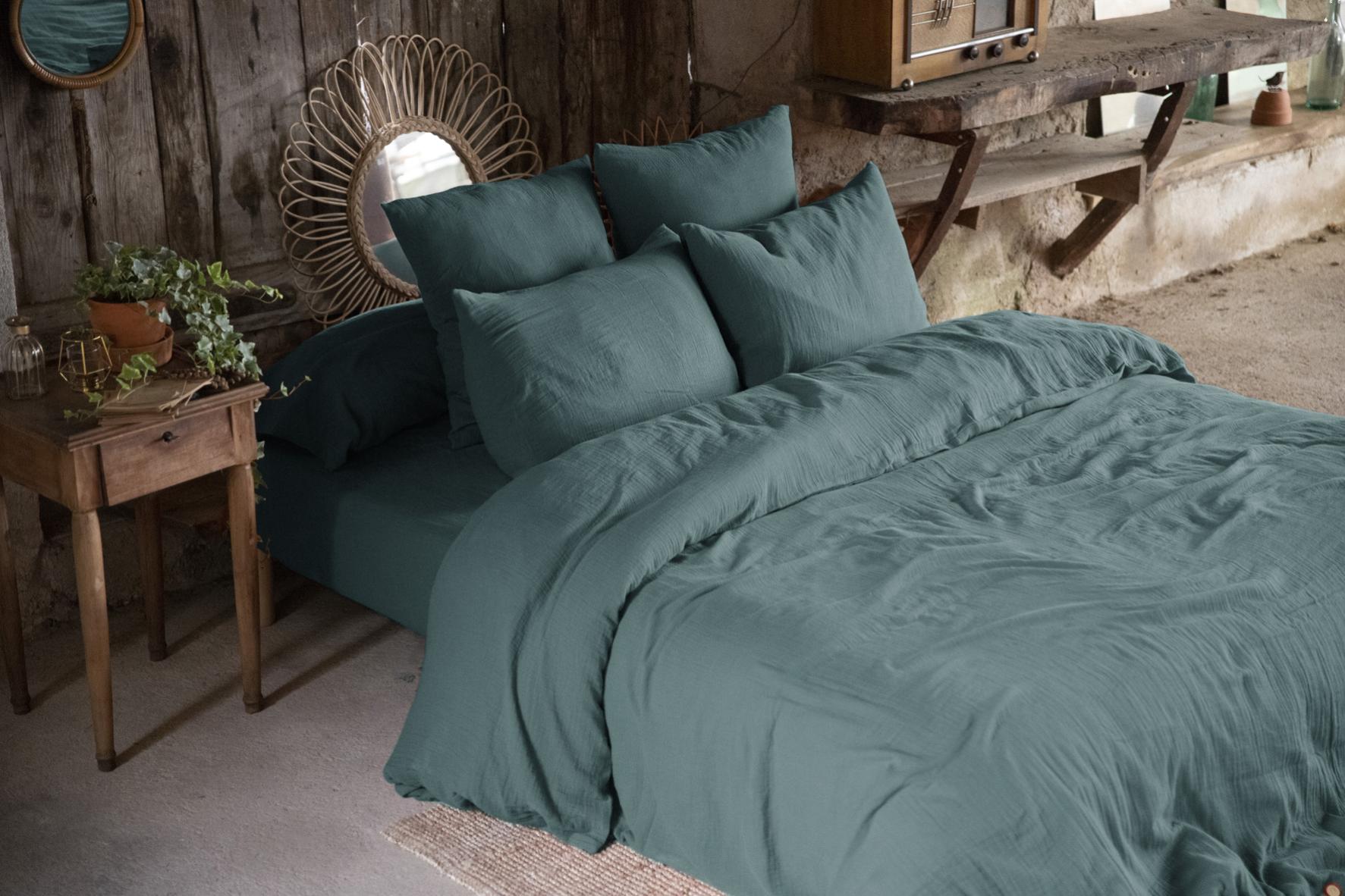Housse de couette Double Gaze Coton Gaia Canard 240x220cm | Leroy Merlin