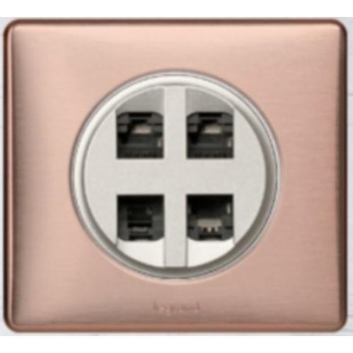 Prise RJ45 Céliane quadruple. Finition: Copper Legrand NC3218 | Leroy ...