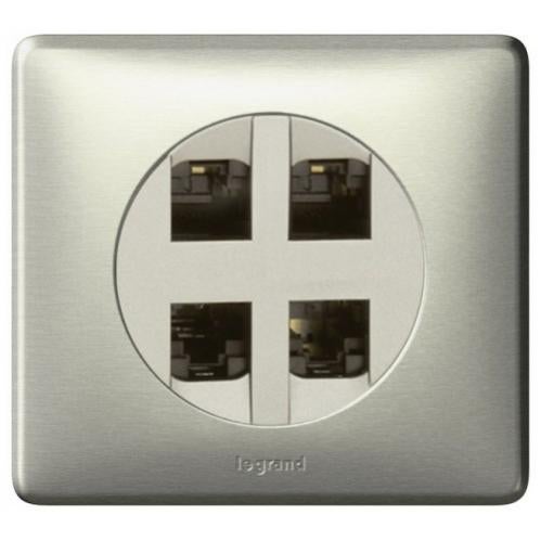 Prise RJ45 Céliane quadruple. Finition: Titane Non Legrand | Leroy Merlin