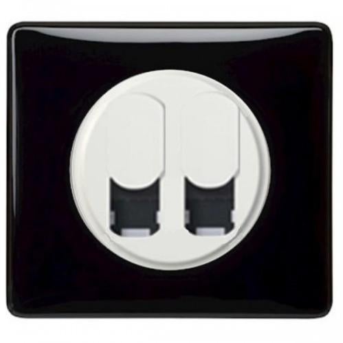 Prise informatique double RJ45 FTP Cat 6 Céliane Laqué Noir complet Non ...