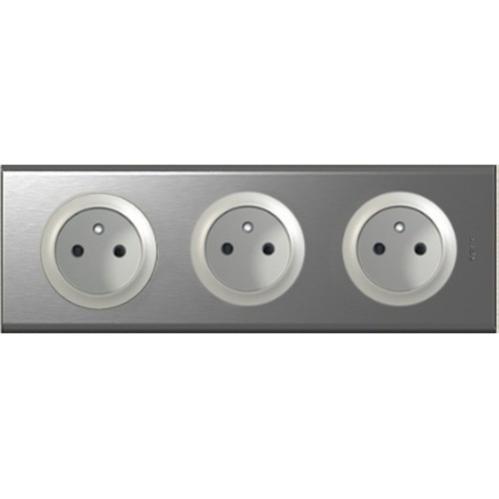 Triple Prise 2 pôles + terre Céliane complet Inox Brossé Legrand NC2829 ...