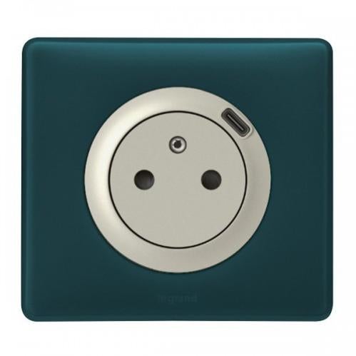 Céliane Prise de courant + USB- C - Bleu-Vert Legrand NC5140T | Leroy ...