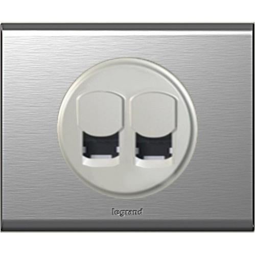 Prise informatique double RJ 45 FTP Cat 6 Céliane Inox Brossé Non ...