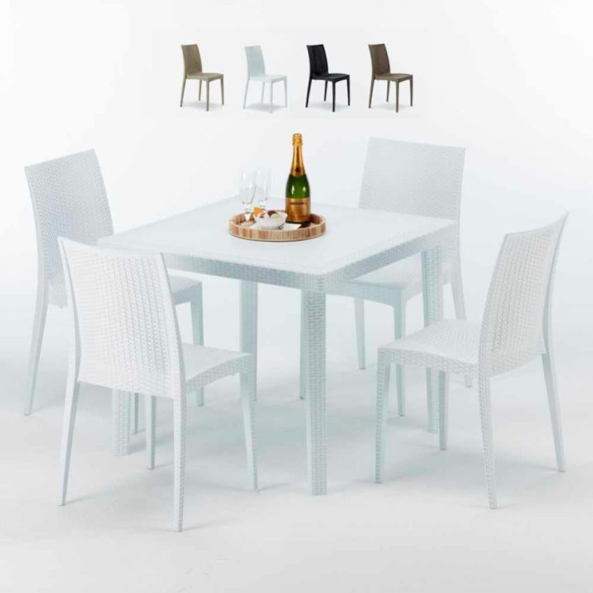 Mesa Cuadrada Blanca 90x90 cm y 4 Sillas De Colores Bistrot Love ...