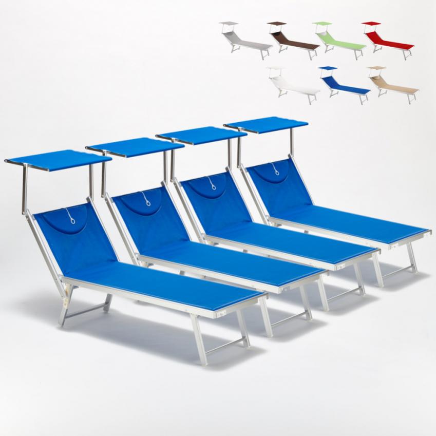4 Lettini spiaggia mare professionali alluminio Santorini | Leroy Merlin