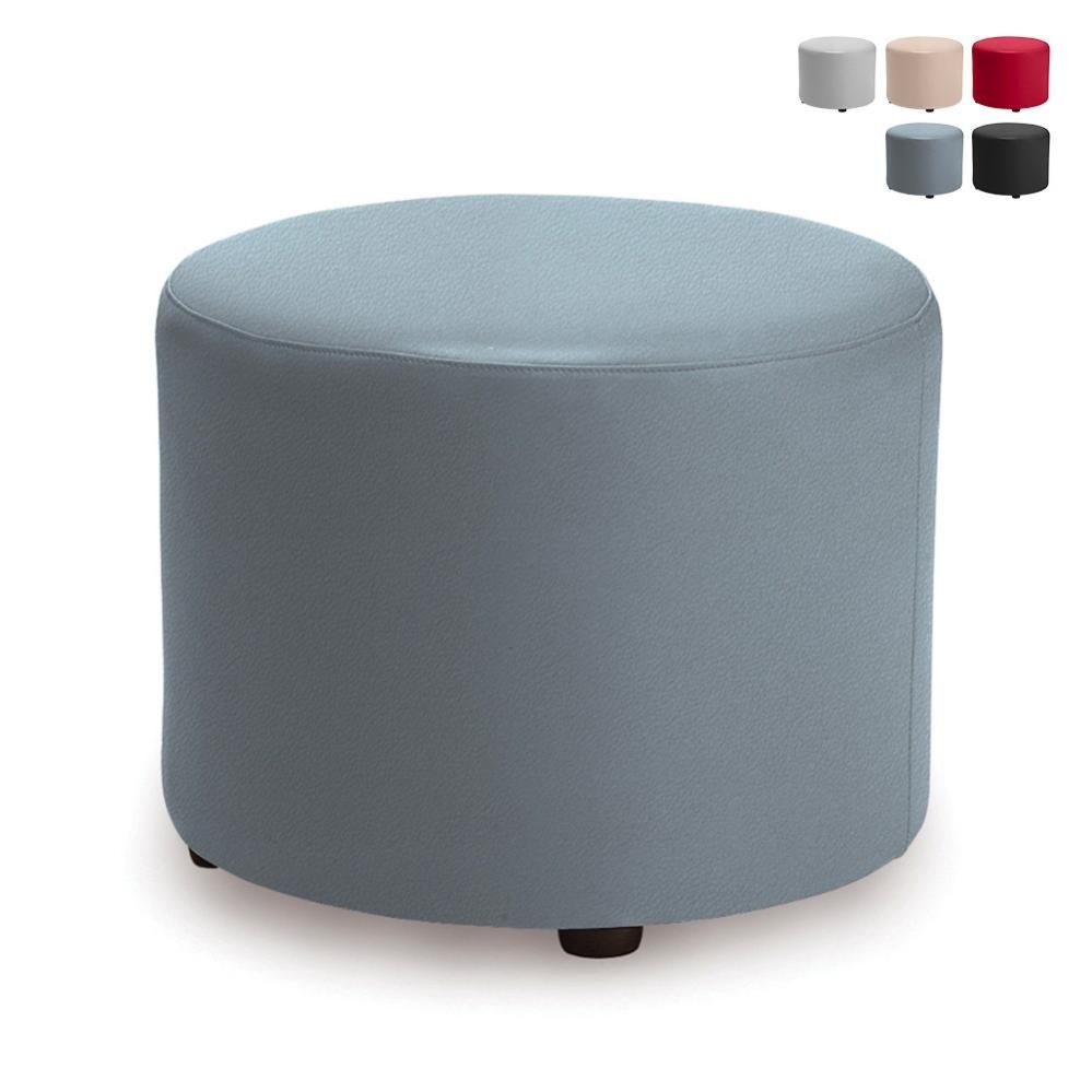 Pouf rond salon salle d'attente Ø 50cm similicuir - Gris | Leroy Merlin