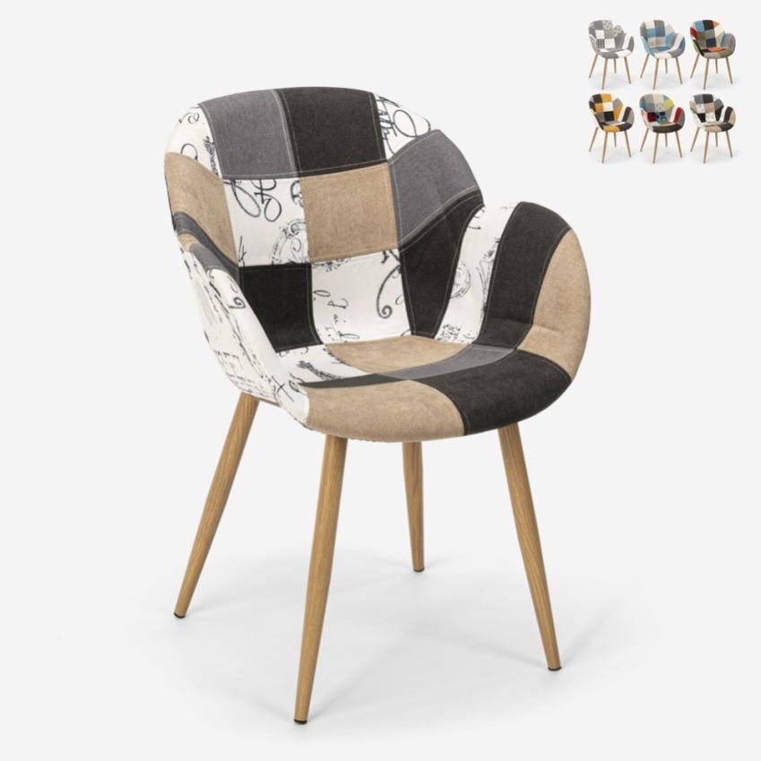 Sedia poltrona design patchwork nordico salotto cucina studio Finch ...