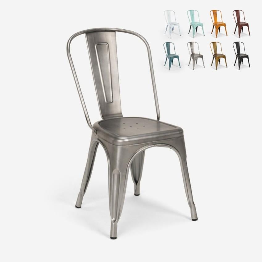 Sedie design industriale metallo vintage shabby chic stile steel old ...